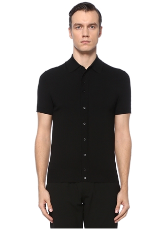 Neil Barrett Erkek Siyah Polo Yaka Kısa Kollu Triko S EU Neil Barrett Erkek Siyah Polo Yaka Kısa Kollu Triko S EU