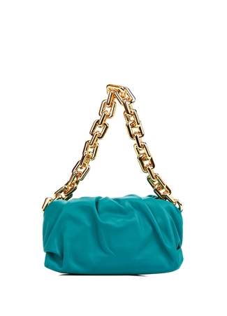 Bottega Veneta Kadın Chain Pouch Yeşil Deri Omuz Çantası Mavi EU Bottega Veneta Kadın Chain Pouch Yeşil Deri Omuz Çantası Mavi EU