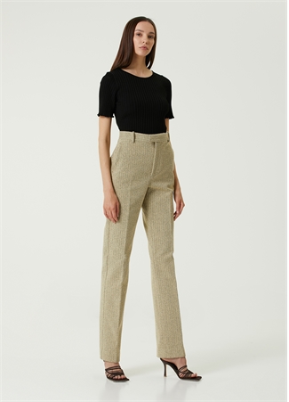 Bottega Veneta Kadın Slim Fit Bej Keten Kanvas Pantolon 42 IT Bottega Veneta Kadın Slim Fit Bej Keten Kanvas Pantolon 42 IT