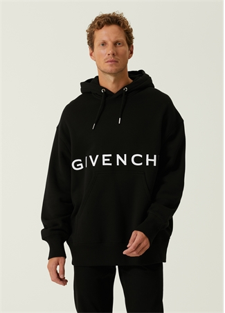 Givenchy Erkek Siyah Kapüşonlu Logo Baskılı Sweatshirt S EU Givenchy Erkek Siyah Kapüşonlu Logo Baskılı Sweatshirt S EU