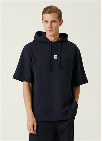 Boss Erkek Lacivert Kapüşonlu Logo Patchli Sweatshirt S EU Boss Erkek Lacivert Kapüşonlu Logo Patchli Sweatshirt S EU
