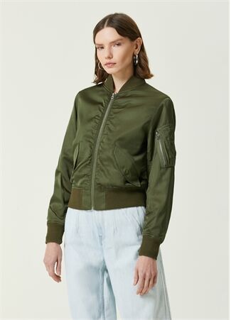 Polo Ralph Lauren Kadın Koyu Yeşil Dik Yaka Bomber Mont S EU