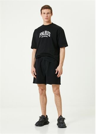 Balenciaga Erkek Siyah Logo Detaylı Şort S EU