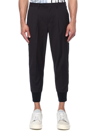 Neil Barrett Erkek Lacivert Normal Bel Pilili Jogger Pantolon 46 IT