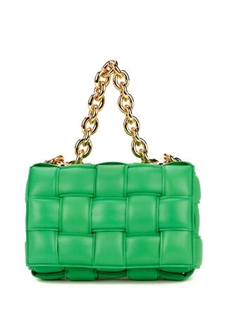Bottega Veneta Kadın Yeşil Örgü Dokulu Deri Omuz Çantası EU