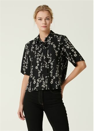Beymen Kadın Siyah Beyaz Çiçekli Kısa Kol Gömlek XS EU Beymen Kadın Siyah Beyaz Çiçekli Kısa Kol Gömlek XS EU
