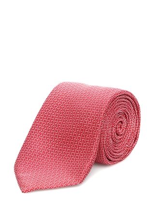 Pal Zileri Erkek Kırmızı Geometrik Desenli İpek Kravat Bordo EU