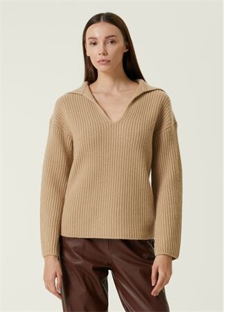 Vince Kadın Bej V Yaka Yün Kazak XS EU Vince Kadın Bej V Yaka Yün Kazak XS EU