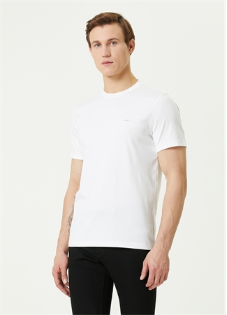 Michael Kors Erkek Beyaz Logo Nakışlı T-shirt S EU