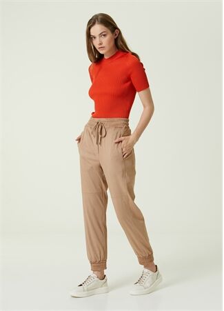 Beymen Club Kadın Turuncu Ribli Kısa Kol Kazak S