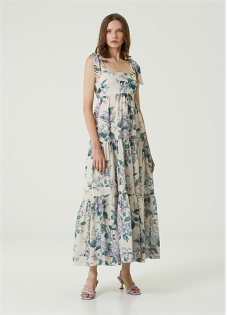 Zimmermann Kadın Cassia Ekru Mor Çiçekli Maksi Elbise 0 US