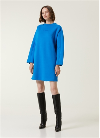 Academia Kadın Mavi Logolu Mini Sweatshirt Elbise XS Academia Kadın Mavi Logolu Mini Sweatshirt Elbise XS