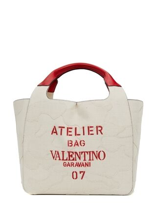 Valentino Garavani Kadın Atelier 07 Bej Deri Omuz Çantası EU