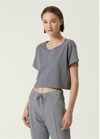 Bassigue Kadın Gri Cropped T-shirt L EU