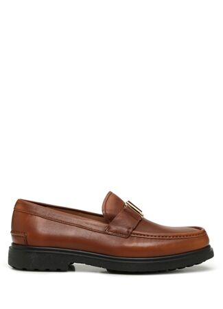 Salvatore Ferragamo Erkek Taba Deri Loafer Turuncu 7 UK