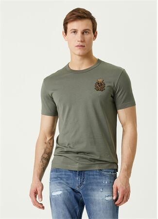 Dolce&Gabbana Erkek Yeşil Patch Detaylı T-shirt 44 IT