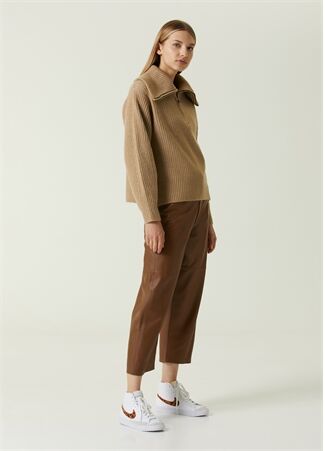 Camilla and Marc Kadın Kahverengi Crop Deri Pantolon 0 US