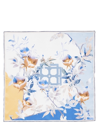 Beymen Kadın Logo Floral 90x90 cm İpek Saten Eşarp Mavi EU Beymen Kadın Logo Floral 90x90 cm İpek Saten Eşarp Mavi EU