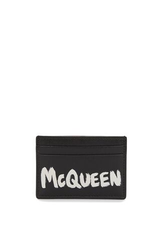 Alexander McQueen Kadın Siyah Logolu Deri Kartlık EU