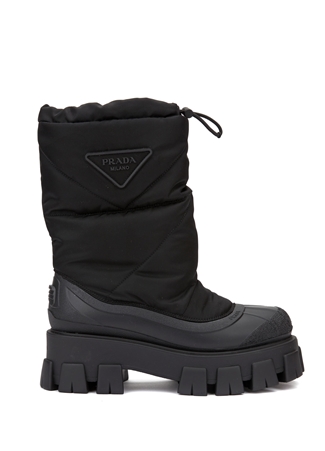 Prada Kadın Siyah Logolu Puff Çizme 36 EU
