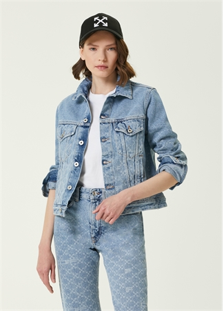 Off-white Kadın Mavi Logo Desenli Denim Ceket 38 It Off-white Kadın Mavi Logo Desenli Denim Ceket 38 It