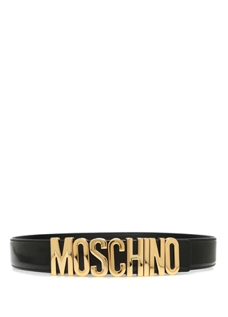 Moschino Kadın Siyah Gold Logolu Deri Kemer 40 IT Moschino Kadın Siyah Gold Logolu Deri Kemer 40 IT