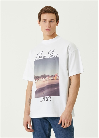 Blue Sky Inn Erkek Beyaz Logo Baskılı T-shirt S EU Blue Sky Inn Erkek Beyaz Logo Baskılı T-shirt S EU
