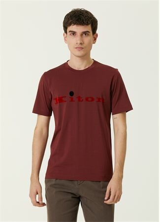 Kiton Erkek Kırmızı Logo Detaylı T-shirt M EU