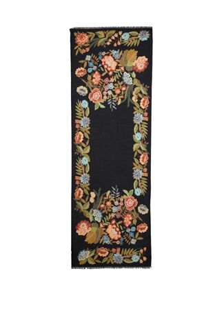 Etro Kadın Lacivert Çiçek Desenli Kaşmir Şal EU