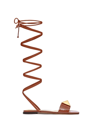 Valentino Garavani Kadın Taba Deri Sandalet Turuncu 36 Eu