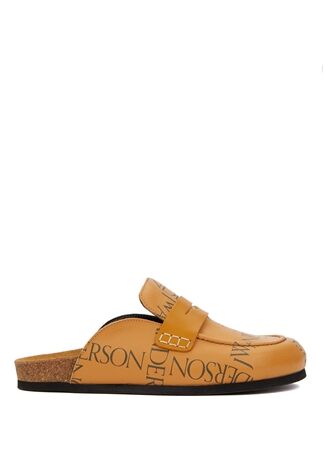 Jw Anderson Kadın Bej Logo Baskılı Deri Terlik 36 EU