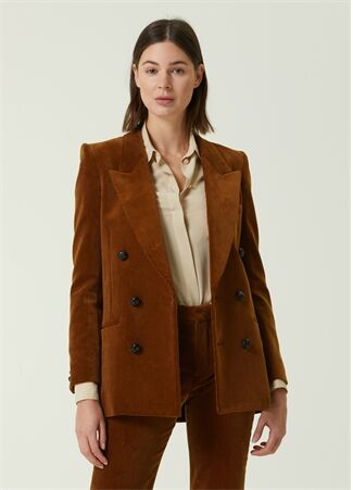 Kadın Konyak Kırlangıç Yaka Ceket Kahverengi 36 IT