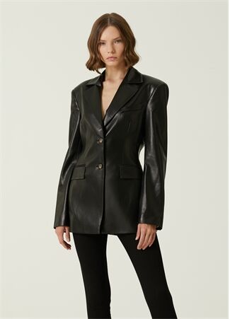 Nanushka Kadın Hathi Siyah Kelebek Yaka Ceket XS EU