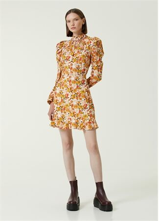 Sandro Kadın Dik Yaka Çiçek İşlemeli Mini Elbise Bej 34 FR Sandro Kadın Dik Yaka Çiçek İşlemeli Mini Elbise Bej 34 FR