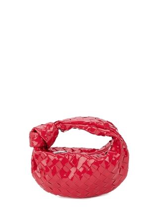 Bottega Veneta Kadın Kırmızı Örgü Dokulu Deri El Çantası Pembe EU