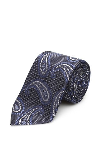 Zegna Erkek Lacivert Etnik Desenli İpek Kravat EU Zegna Erkek Lacivert Etnik Desenli İpek Kravat EU
