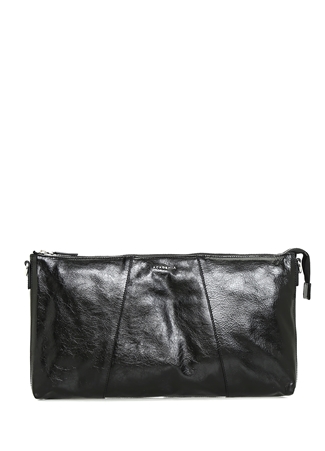 Academia Kadın Distressed Siyah Deri Omuz Çantası Eu