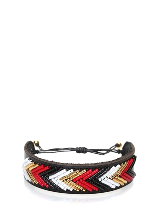 Beadberry Kadın Colorblocked Boncuklu Deri Bileklik EU
