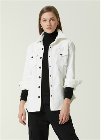 Beymen Club Kadın Beyaz Fitilli Kadife Gömlek S Beymen Club Kadın Beyaz Fitilli Kadife Gömlek S