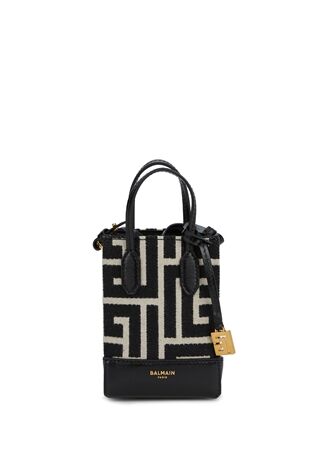 Balmain Kadın Siyah Beyaz XS Logo Desenli Omuz Çantası EU