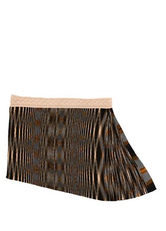 Missoni Kadın Bej Desenli Saç Örgü Şeritli Yün Şal Siyah EU