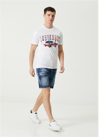 Dsquared2 Erkek Lacivert Yıpratma Detaylı Denim Bermuda 46 IT Dsquared2 Erkek Lacivert Yıpratma Detaylı Denim Bermuda 46 IT