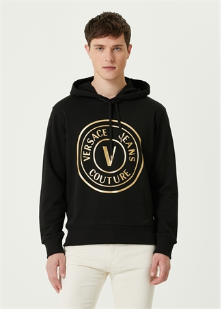 Versace Jeans Couture Erkek Siyah Kapüşonlu Metalik Logolu Sweatshirt S Eu Versace Jeans Couture Erkek Siyah Kapüşonlu Metalik Logolu Sweatshirt S Eu