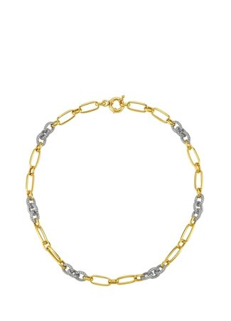 Mers Kadın Kare Taşlı Altın Rengi Kaplama Kolye EU