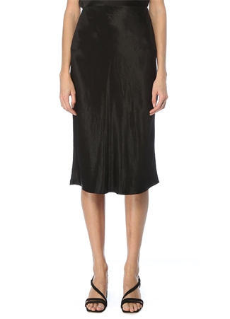 Vince Kadın Siyah Midi Saten Etek XS EU