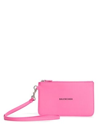 Balenciaga Kadın Pembe Logo Baskılı Deri Mini Çanta EU