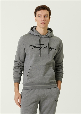 Tommy Hilfiger Erkek Elevated Gri Kapüşonlu Logolu Sweatshirt S EU Tommy Hilfiger Erkek Elevated Gri Kapüşonlu Logolu Sweatshirt S EU