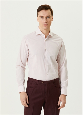 Pal Zileri Erkek Pembe Beyaz Çizgi Desenli Gömlek 39 IT