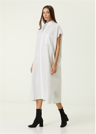 Balenciaga Kadın Rawcut Beyaz Şerit Logo Desenli Midi Elbise 36 IT Balenciaga Kadın Rawcut Beyaz Şerit Logo Desenli Midi Elbise 36 IT