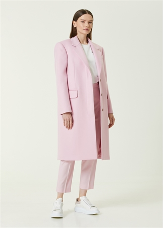 Alexander McQueen Kadın Pembe Kelebek Yaka Yün Palto 42 IT Alexander McQueen Kadın Pembe Kelebek Yaka Yün Palto 42 IT